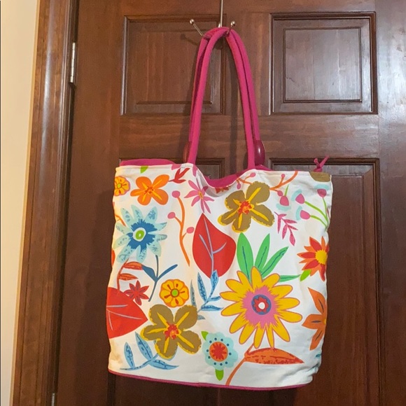 Cypress Home | Bags | Cypress Home Hot Pink Floral Print Beach Bag ...
